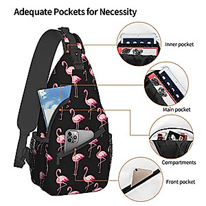 Qurdtt Pink Flamingo Sling Bag Chest Bags Crossbody Shoulder Backpack Travel Hiking Daypack For Men Women