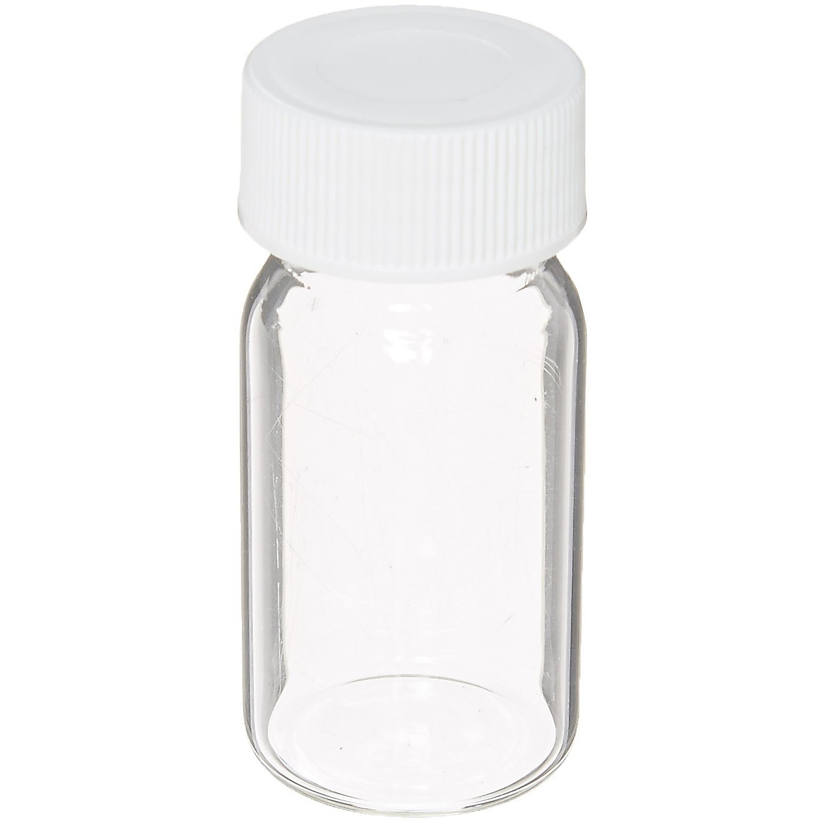 JG Finneran 9-121 Clear Borosilicate Glass Standard VOA Vial with White Polypropylene Solid Top Closure and PTFE Lined, 24-400mm Cap Size, 20mL Capacity (Pack of 72)