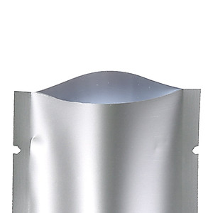 100x Silver/Silver/Silver Long Flat Open Top Bags with Oval Window 6x20cm (2.3x7.8")