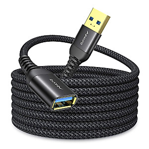 AINOPE 10FT USB 3.0 Extension Cable Type A Male to Female Extension Cord Durable Braided Material High Data Transfer Compatible with USB Keyboard,Mouse,Flash Drive, Hard Drive,Printer-Black
