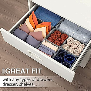 14 Pack Sock Underwear Drawer Organizer Dividers, Foldable Fabric Dresser Drawer Organizers for Clothing, Bra, Sock, Undies, Tie, Belt, Scarf