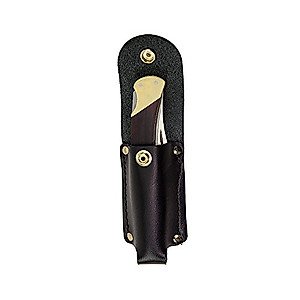 Klein Tools 44037 Sportsman Knife 3-3/8-Inch Stainless Steel Sharp Point Blade, Wood With Brass