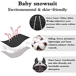 ALLAIBB Toddler Baby Boy Girl Winter Snowsuit Coat Thick Outwear Warm Hood Snow Suit Jumpsuit