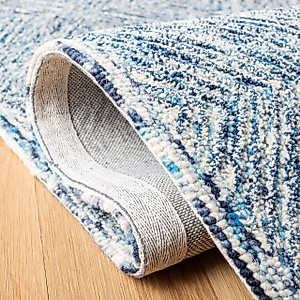 SAFAVIEH Capri Collection Area Rug - 9' x 12', Ivory & Blue, Handmade Wool, Ideal for High Traffic Areas in Living Room, Bedroom (CPR207A)