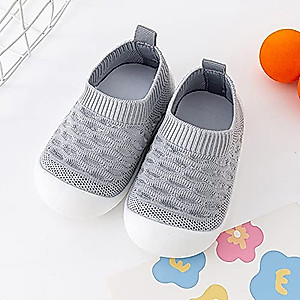 Lykmera Infant Toddler Shoes Hollow Out Slip On Socks Shoes Soft Sole Non Slip Wear Toddler Mesh Floor Shoes Socks Shoes (Grey, 15)