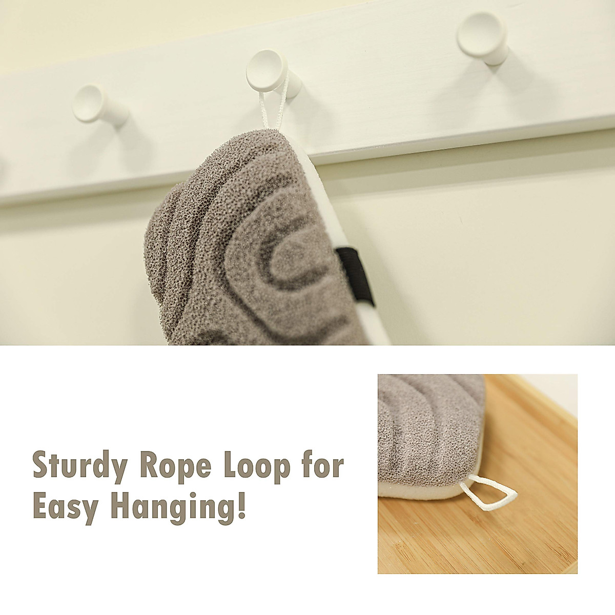 myHomeBody Luxury Mens Loofah Body Exfoliator, Loofah Sponge, Bath Sponge, Beauty Sponge Loofah for Women, 2 Sides, Dual Texture Shower Sponge for Mild Exfoliation and Gentle Cleansing - Body Sponge