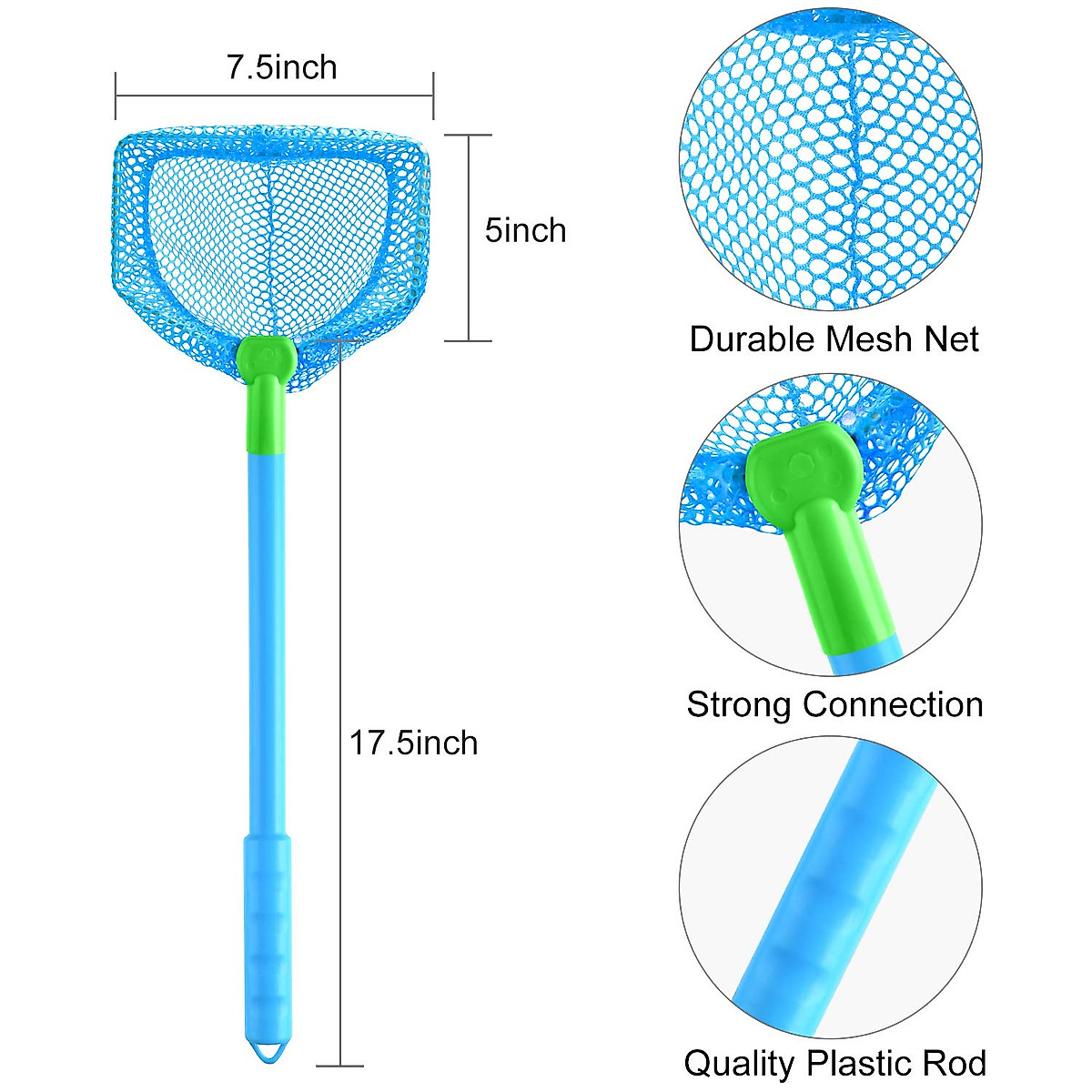 Coopay 4 Pieces Fishing Net Catching Bug Nets Fish Butterflies Nets Beach Nets for Outdoor Playing (Rose Red, Orange, Blue, Green)