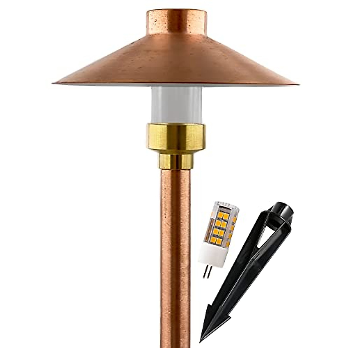 MIK Solutions LED Pathway 126 Landscape Light 12V Solid Copper Low Voltage 4W G4 LED Light Bulb Warm White Included Outdoor Mushroom Security Garden Patio Area Light for Beautiful Bright Long Lasting