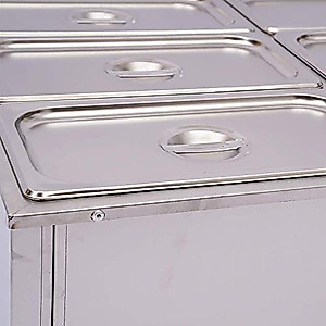 6-Pan Countertop Food Warmer Electric Steam Table For Buffet Commercial Stainless Steel Buffet Steam With 6 Stainless Steel Covers 110V 850W 7L Large Capacity (6 Pan/7L)