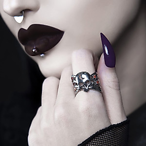 ‘Sands of Time’ Ring by Rogue+Wolf Gothic Y2K Jewelry Emo Goth Accessories, Cool Alt Knuckle Chunky Ring Aesthetics, garnet-colour, red and orange cubic zirconia