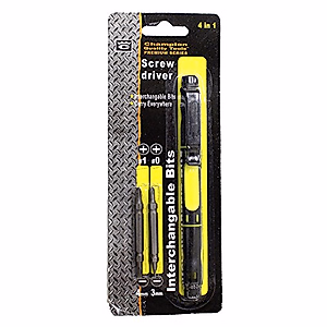 ARTESIA TOOL 4 In 1 Interchangeable Screwdriver | Pen-Size | Dual Head Types | 2 Slotted 3mm and 4mm | 2 Phillips #0 and #1 | Built-in Pocket Clip