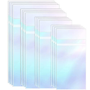 4 Size 240 Pieces Resealable Reliable Bags Iridescent Holographic Cellophane Treat Bag, Self-Sealing Bag for Candy Aluminum Foil Bags for Baby Shower Weddings Girl Themed Birthday Party