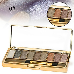 Sparkle Eyeshadow Palette&9 Colors Shimmer Makeup Palette & Makeup Cosmetic Brush Set &Gold Glitter Eyeshadow Palette Highly Shining Pigmented Diamond Eyeshadow&9 Color Eyeshadow 6#,US SHIPPING (1pc)