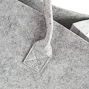Xinshang Firewood Basket Storage Felt Bag Shopping Basket Grey Magazine Rack Basket with Handle for Carry Wood Toys Newspaper