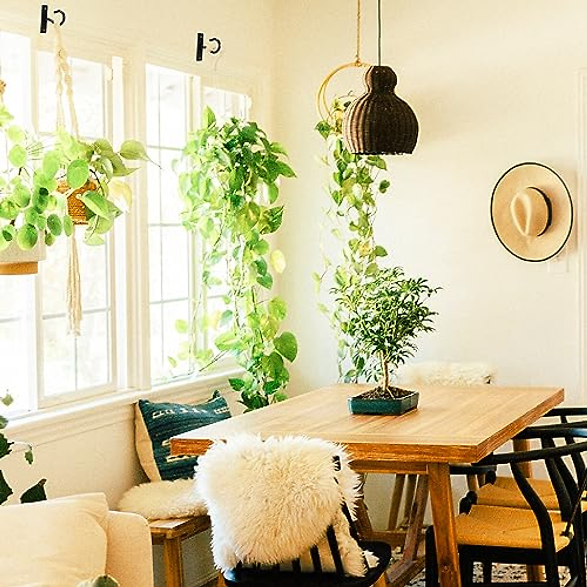 Ceiling Hooks for Hanging Plant, Hanger for Indoor and Outdoor Plant Pots Holder, Wall Hook for Planters, Flower Basket, Wind Chimes, Lanterns, Lights, Bird Feeders, Home Decor-2.5Inch 2Pack