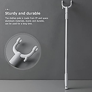 Homoyoyo Clothesline Outdoor Closet Hook Pole, Retractable 40 Adjustable Closet Pole Hook Telescopic Clothes Hook for Wardrobe, Clothesline, Hanger, Hanger Rod Metal Hangers