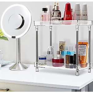 KSDSOAM Bathroom Organizer Countertop Bathroom Storage 2 Tier Acrylic Bathroom Makeup Organizer countertop for Skincare Cosmetics, Bathroom, Kitchen