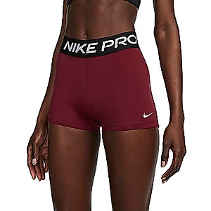 Nike Pro Women's 3" Shorts (Large, Dark Beetroot/Black/White)