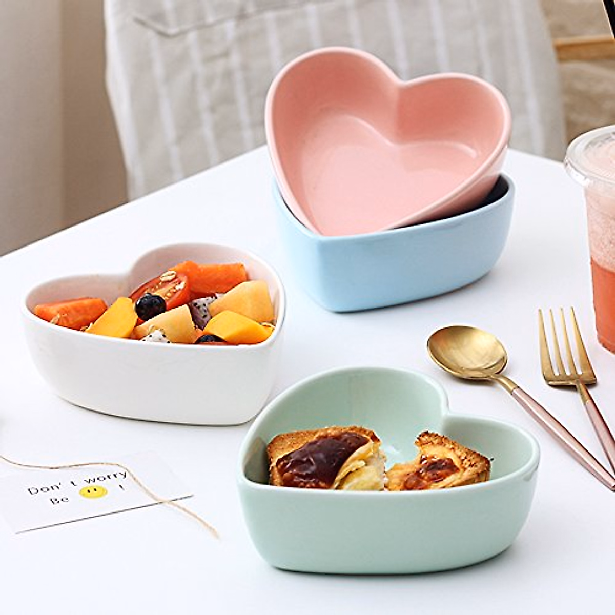 WAIT FLY Heart-shaped Bowls for Salad Soup Snack Dessert Best Kitchen Household Cooking Gifts for Home Kitchen, White