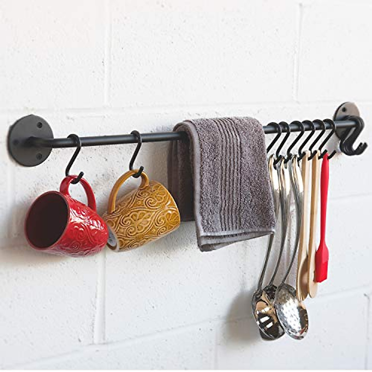 Dreecy 30 Pack Heavy-Duty Black S Hooks Steel S Hanging Hooks Kitchen Pot Rack Hooks Closet Hooks for Hanging Pots Pans Cups Plants Bags Towels Jeans Large 3.4 inch