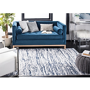 SAFAVIEH Amelia Collection Area Rug - 9' x 12', Grey & Navy, Modern Abstract Design, Non-Shedding & Easy Care, Ideal for High Traffic Areas in Living Room, Bedroom (ALA768B)