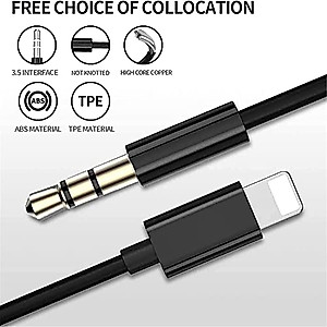 PAISE Aux Cord for iPhone,Apple MFi Certified Lightning to 3.5mm Aux Audio Cable for Car Compatible for iPhone 12/11/XS/XR/X 8 7 6 5,Home Stereo, Headphone - 3.3ft(Black)