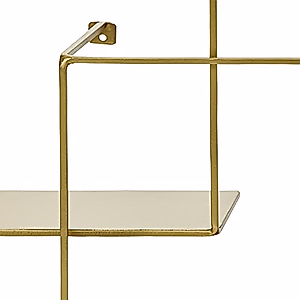 kimisty Set 3 Metal Intersecting Wall Shelves, Decorative Floating Shelves, Shadow Box Style Deep Black Metal Shelving, 14, 12 and 11 Inch (Set 3 Gold)