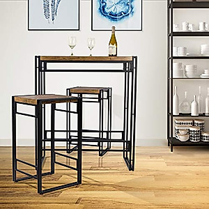 Atlantic Urban Dining Set, Bar Height Table and 2 Stools, 3 Piece Set. Woodgrain & Black PN 82008132