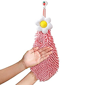 NGUMMS Chenille Hand Towel,Hanging Kitchen Towels,Kids Hand Towels Kitchen Hanging Hand Towels,Quick Dry Flower Towels Funny Cartoon Hand Towel for Kitchen, Absorbent Thick Hand Towel
