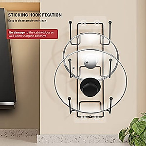 TXINBT 2-Pack Pot Lid Organizer，6 Tier pot lid rack,lid storage organizer for cabinet，Lid holders inside cabinet，Pot lid organizer for cabinet door.（Black