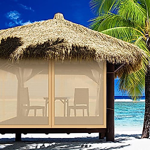 Universal Replacement Mosquito Netting for Patio Gazebo 10' x 12' Mosquito Net Camping 4 Panel Mosquito Net Gazebo Canopy Replacement Patio Mosquito Netting with Zipper for Porch, Khaki