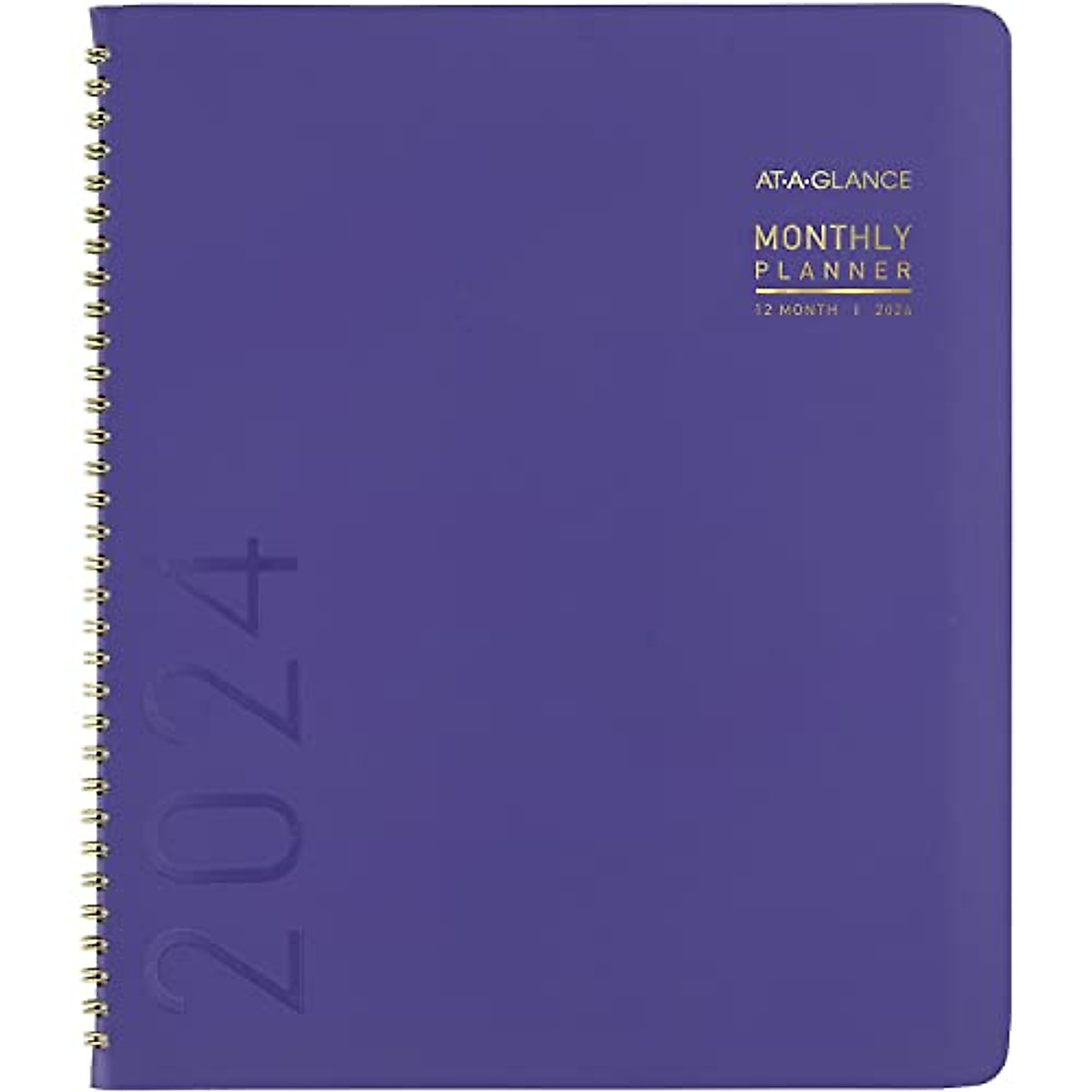 AT-A-GLANCE 2024 Monthly Planner, 9” x 11”, Large, Monthly Tabs, Pocket, Faux Leather, Contemporary, Purple (70250X1424)
