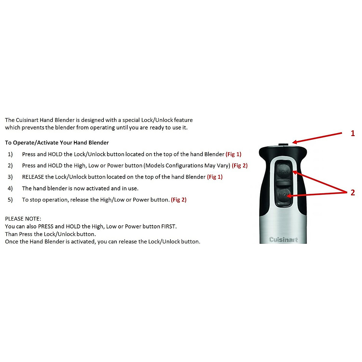 Cuisinart CSB-75 Smart Stick 2-Speed Immersion Hand Blender, White