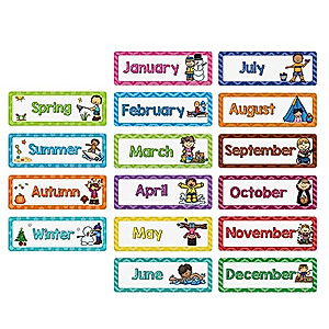 Lachilly 24 Pcs, 3 Themes Days of The Week/Seasonal/Months of The Year Flash Cards Subject Titles for Bulletin Board Headliners Classroom Decoration English Words
