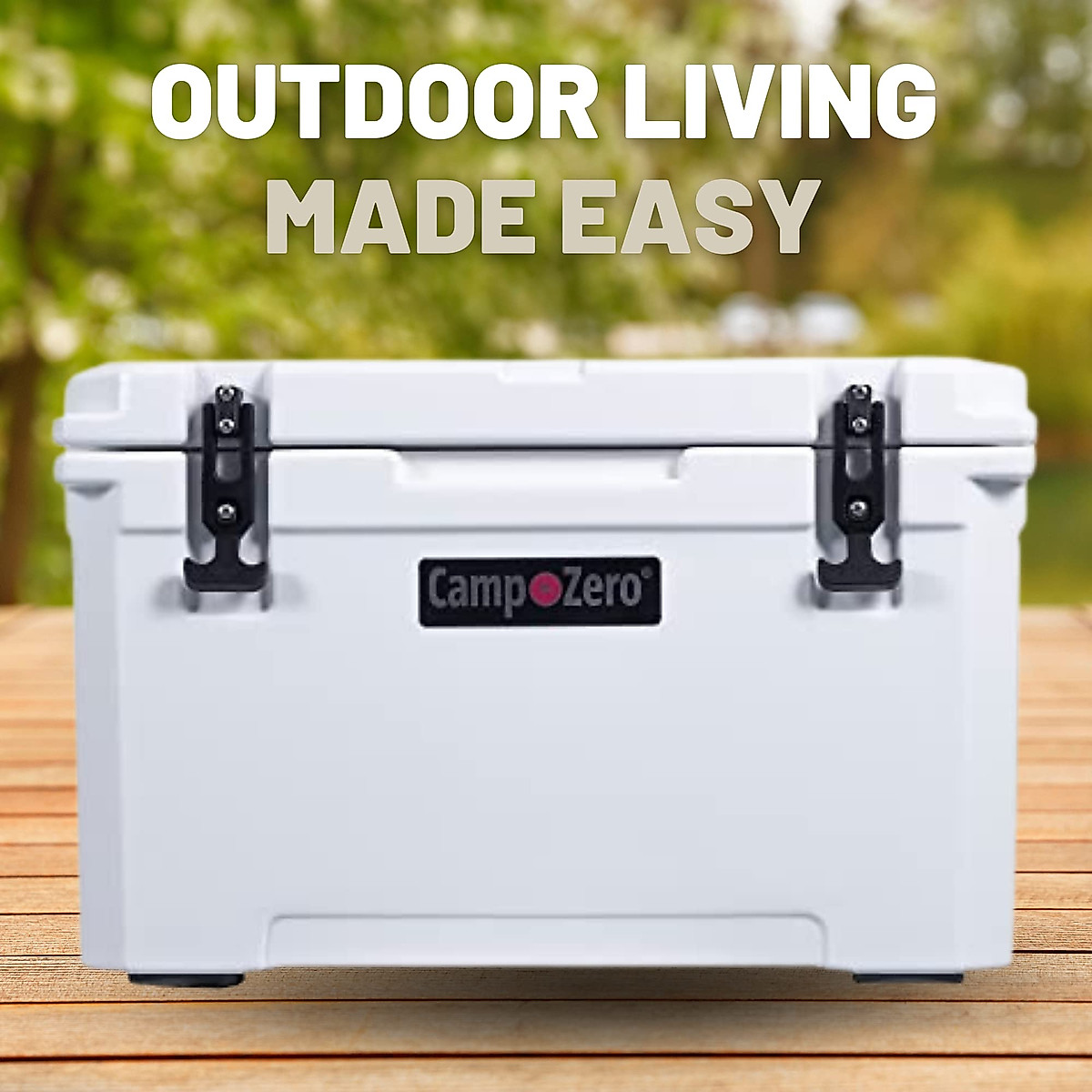 CAMP-ZERO 40L-42 Quart Hard Cooler Ice Chest, Perfect for Drinks, Beach, Picnics, Boating, Hunting, Camping and Travel with 4 Molded-in Cup Holders and Comfort Grip Handles
