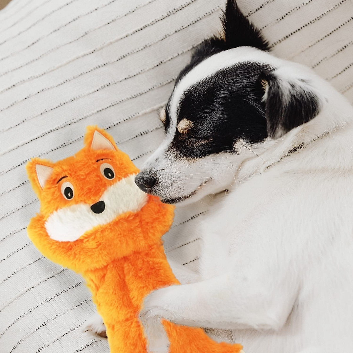 Jalousie 5 Pack 12'' Dog Toys Assortment Value Bundle Dog Plush Toys Dog Squeak Toys12 Inch Each Dog Squeaky Toys Assortment for Medium to Large Breeds - Include Raccoon Elk Hippo Fox Sloth