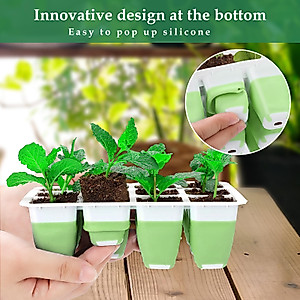 Seed Starter Tray, 48 Cells Indoor Seed Starter Kit, Flexible Silicone Designed Seedling Starter Trays, Germination Tray with Humidity Dome & Lids(4in Height), Reusable & Dishwasher Safe, BPA-FREE