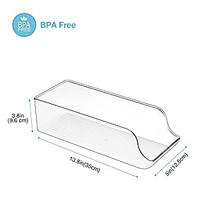 Puricon 2 Pack Can Drink Dispenser Organizer for Refrigerator, Clear Plastic Soda Pop Can Holder Container Storage Bin for Fridge Freezer Pantry Cabinet Kitchen -for Standard Can