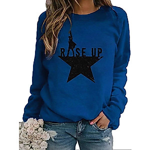 Kotiera Women Casual Loose Crewneck Sweatshirt - Long Sleeve Rise Up Tee Overcoming Hope Hamilton T-Shirt Blue L