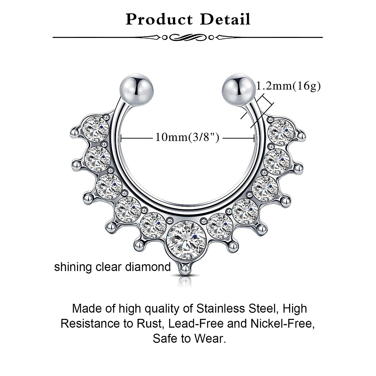 AVYRING Fake Nose Ring Hoop Faux Nose Septum Ring Non-Pierced Clip On Nostril Piercing Rings Jewelry Silver Gold