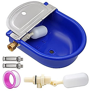 MINYULUA Automatic Waterer Bowl with Float Valve Livestock Drinking Water Bowl for Dogs Horse Cattle Pig Sheep Goat,Farm Animal Water Trough,with Brass Connector Mounting Screws