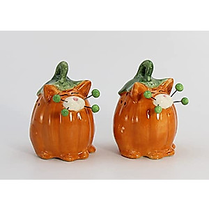 Fine Ceramic Whisker Cat Salt & Pepper Shakers Set by Amy Lacombe, 2-7/8" H