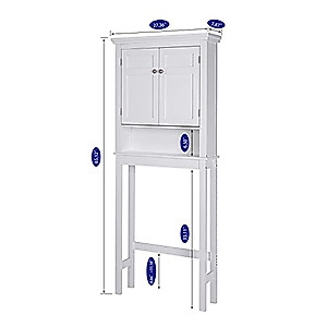 Spirich Home Bathroom Shelf Over-The-Toilet, Bathroom SpaceSaver, Bathroom Bathroom Storage Cabinet Organizer, White with Drawer