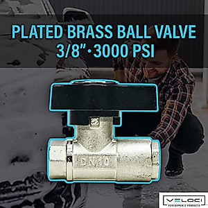 MTM Hydro Ball Valve for Pressure Washer Gun, Foam Cannons, High Pressure Power Washer Shut Off Valve Plated Brass 3/8” Female BSP 3000 PSI