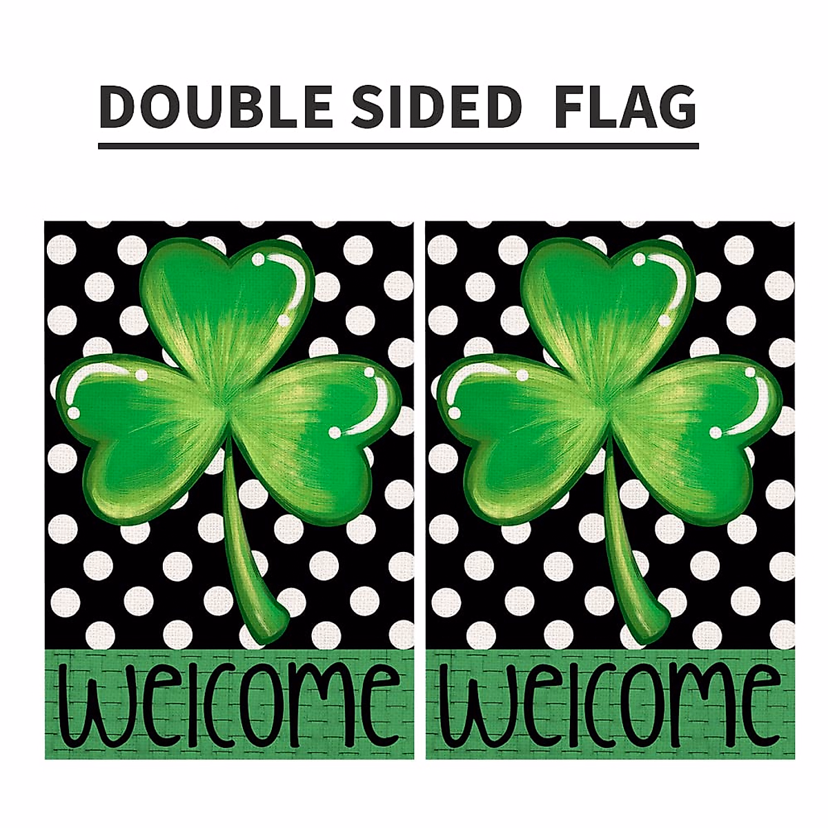 Lucky Shamrock St Patricks Day Garden Flag 12x18 Inch Double Sided Burlap, Welcome Seasonal Sign Small Flag Farmhouse Yard Outdoor Decorations DF189