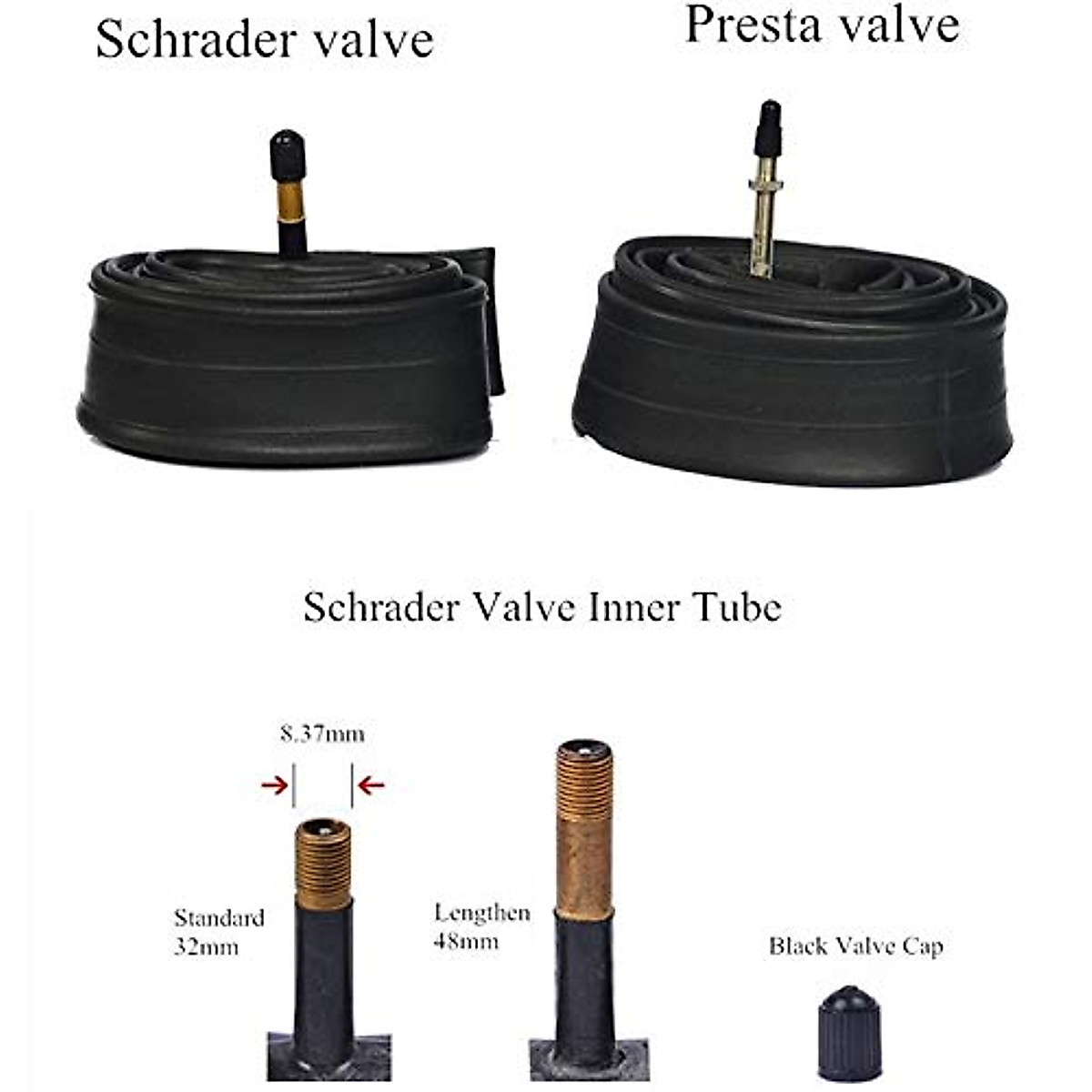 2 Pack CST 20Inch Bike Inner Tubes for 20x1.9/1.95/2.0/2.1/2.125 inch Schrader Valve SV 32mm Bicycle Tires Anti Puncture MTB Bike Interior Tyre Tubes Replacement