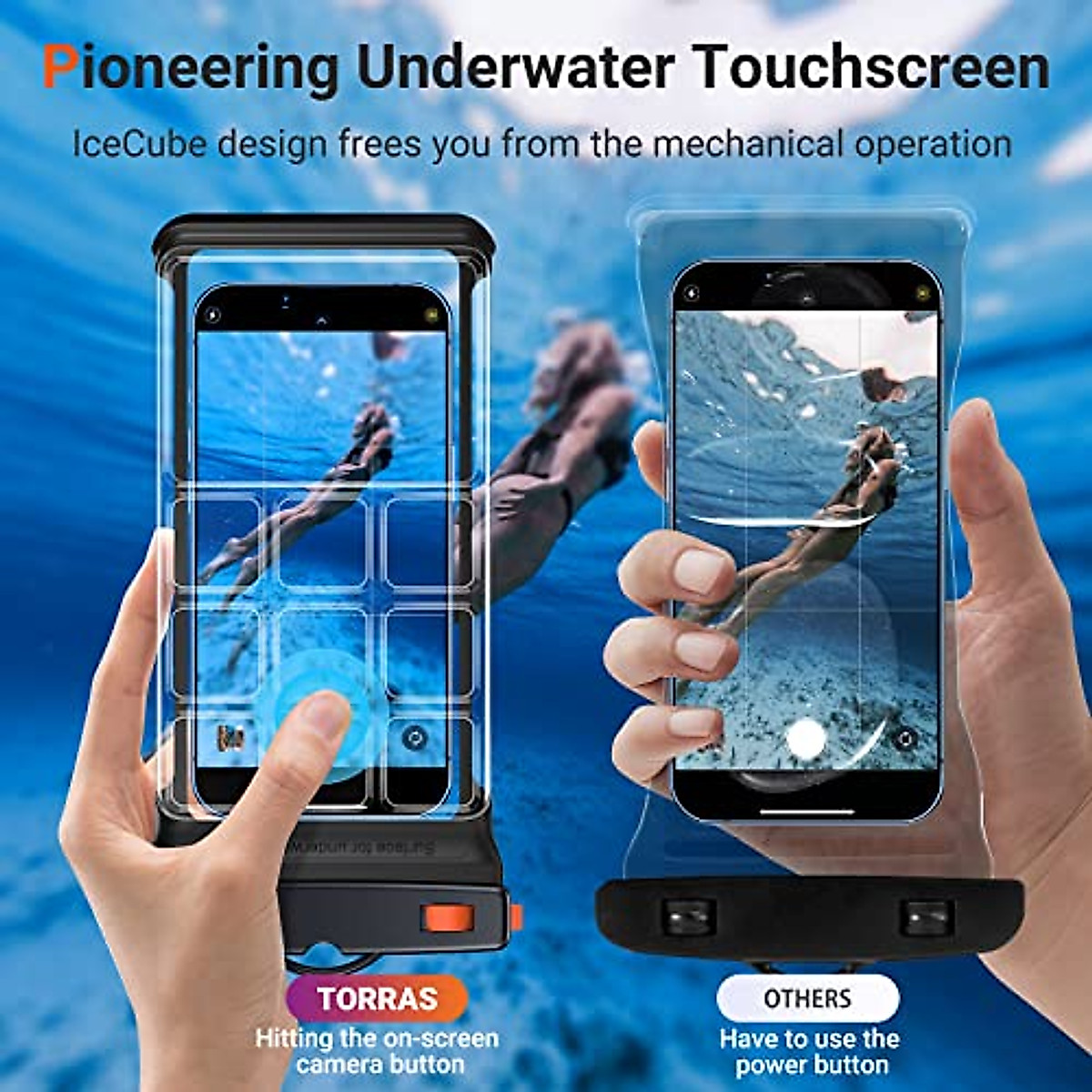 TORRAS 𝟐𝟎𝟐𝟐 𝗡𝗘𝗪 Icecube Waterproof Phone Pouch [Underwater Screen Touchable] IPX8 Waterproof with Adjustable Lanyard Clear Phone Dry Bag for iPhone 13 Pro Max/12/11 Samsung Google Up to 7.0''