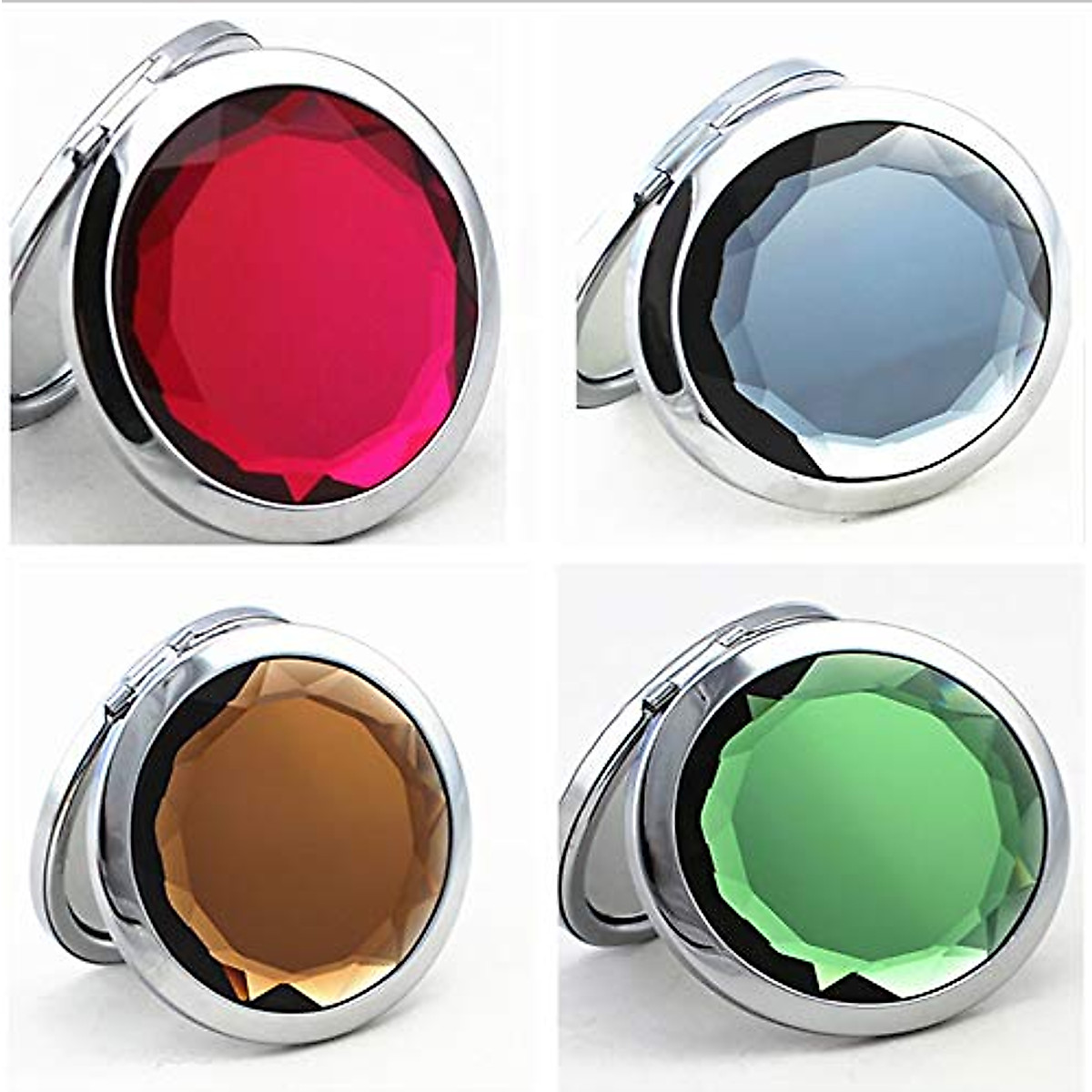 TANG SONG 12Pcs Double Compact Cosmetic Makeup Round Pocket Purse Magnification Jewel Mirror