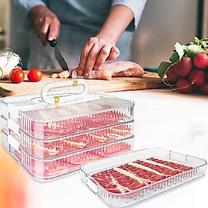 Haawooky 3 Layer Deli Meat Container with Lid,Lunch Meat Container for Refrigerator Organizing,Food Storage Container for Vegetables,Fruit,Bacon,Meat,Cheese