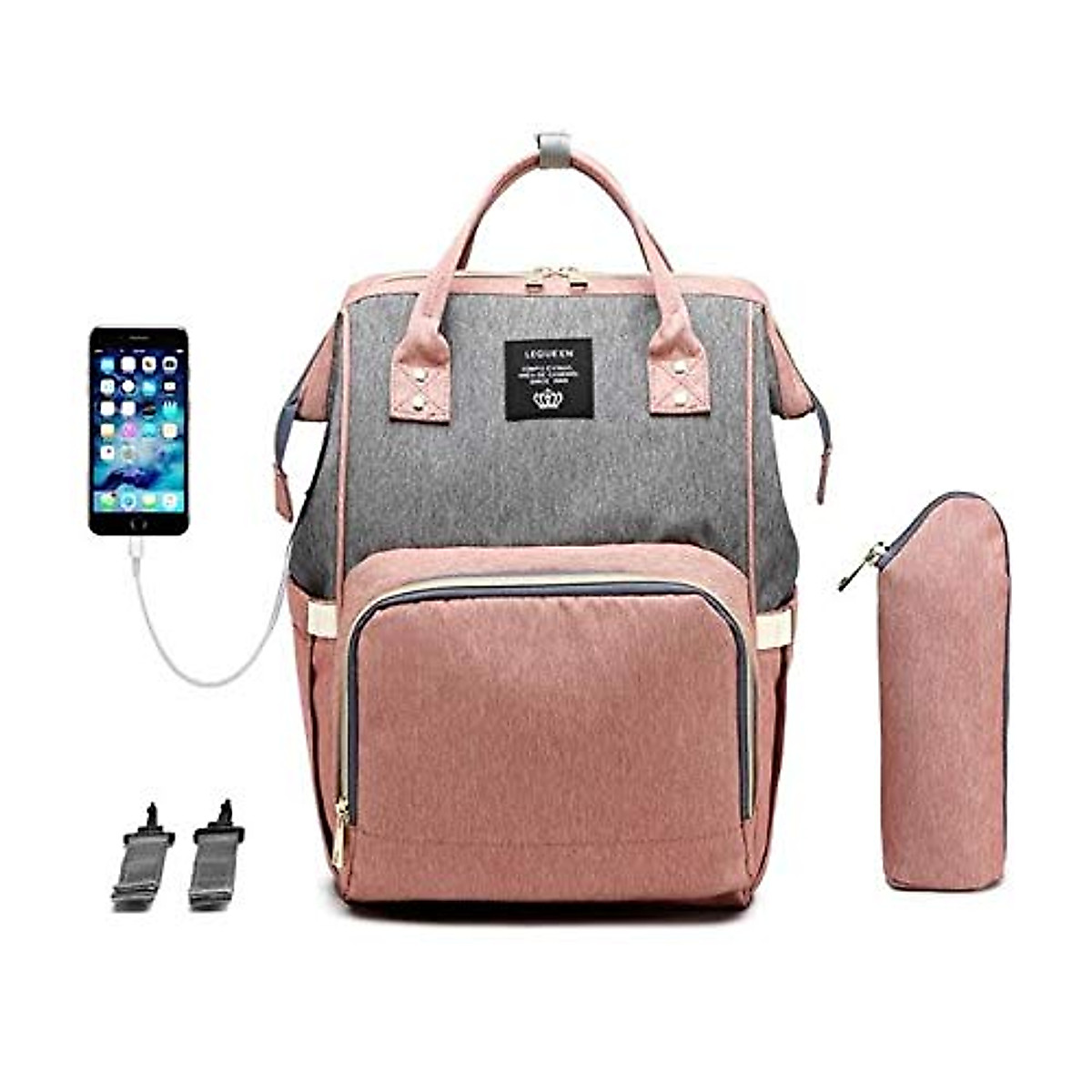 Oopsy Babies Diaper Bag with USB Interface (Pink)